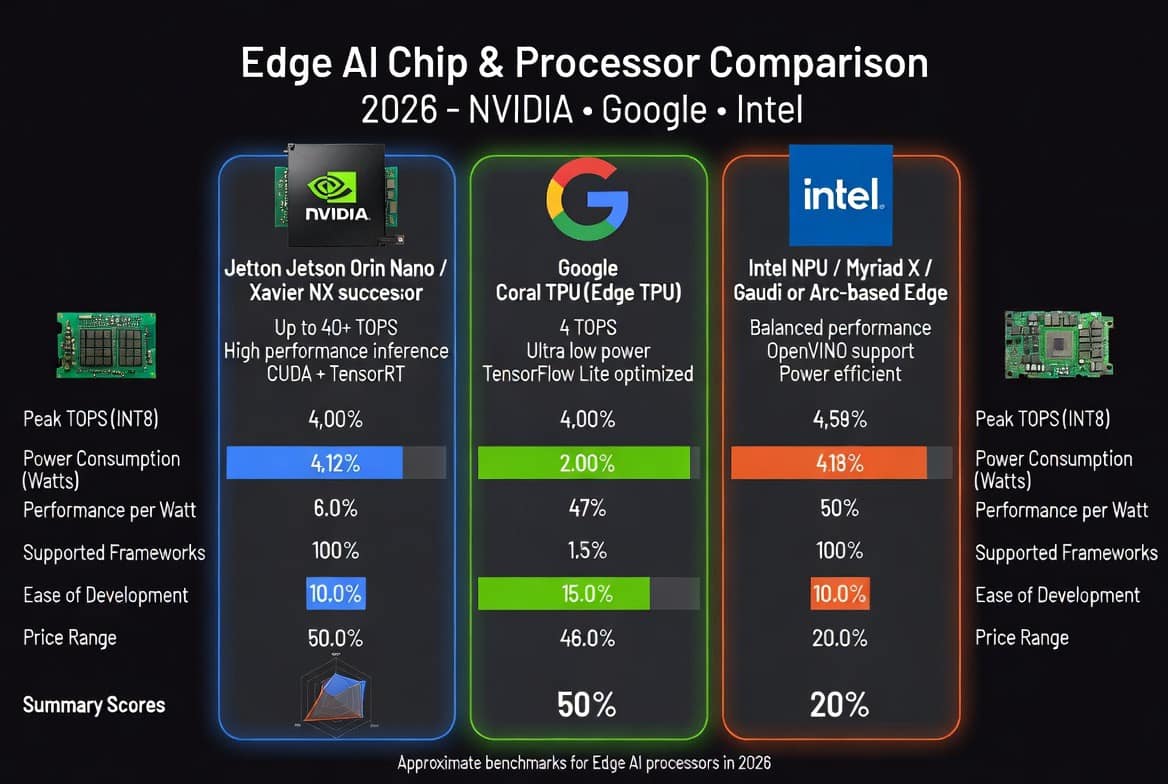 Edge AI Chip Comparison: NVIDIA vs Google vs Intel (2026 Guide)